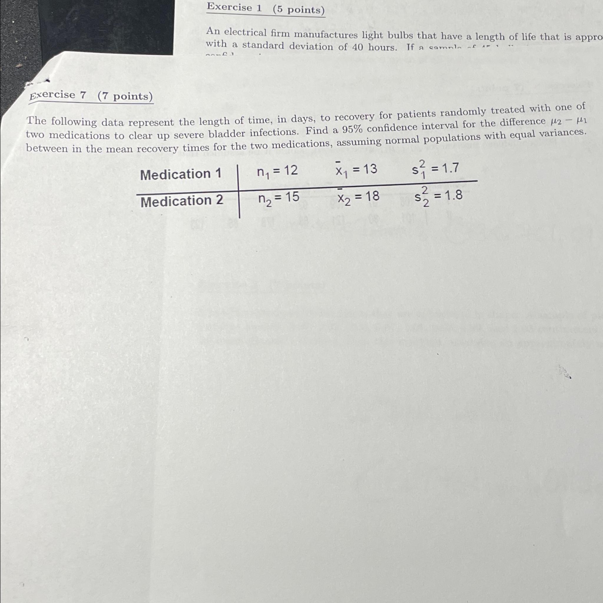 Solved Exercise 1 (5 ﻿points)An electrical firm manufactures | Chegg.com