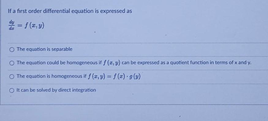 Solved If A First Order Differential Equation Is Expressed