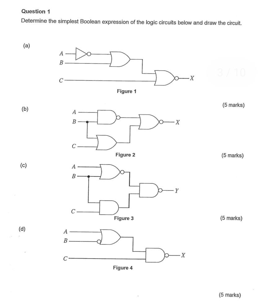 Solved Question 1 Determine the simplest Boolean expression | Chegg.com