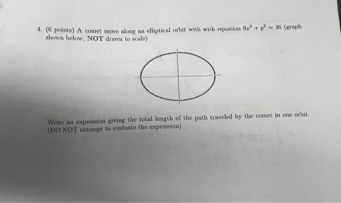 Solved 1. (6 points) A comet move along an elliptical orbit | Chegg.com