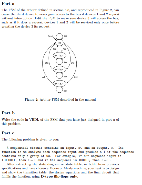 Solved Part aThe FSM of the arbiter defined in section 6.8, | Chegg.com