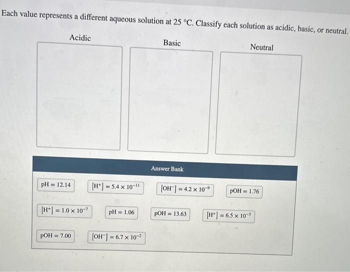 Solved Each value represents a different aqueous solution at | Chegg.com