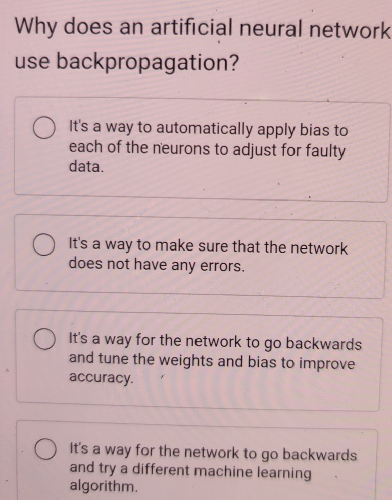 Solved Why does an artificial neural network use | Chegg.com