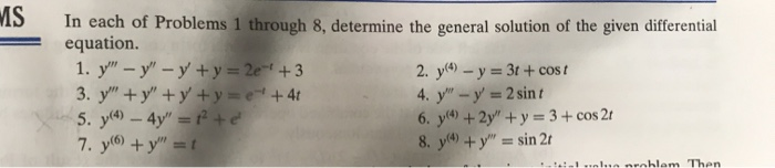 Solved In each of Problems 1 through 8, determine the | Chegg.com