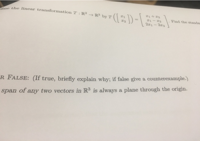 Solved me the linear transformation T: R2 R3 by T 12 L 221 - | Chegg.com