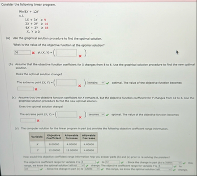 Solved Consider the following linear program. Please give me | Chegg.com