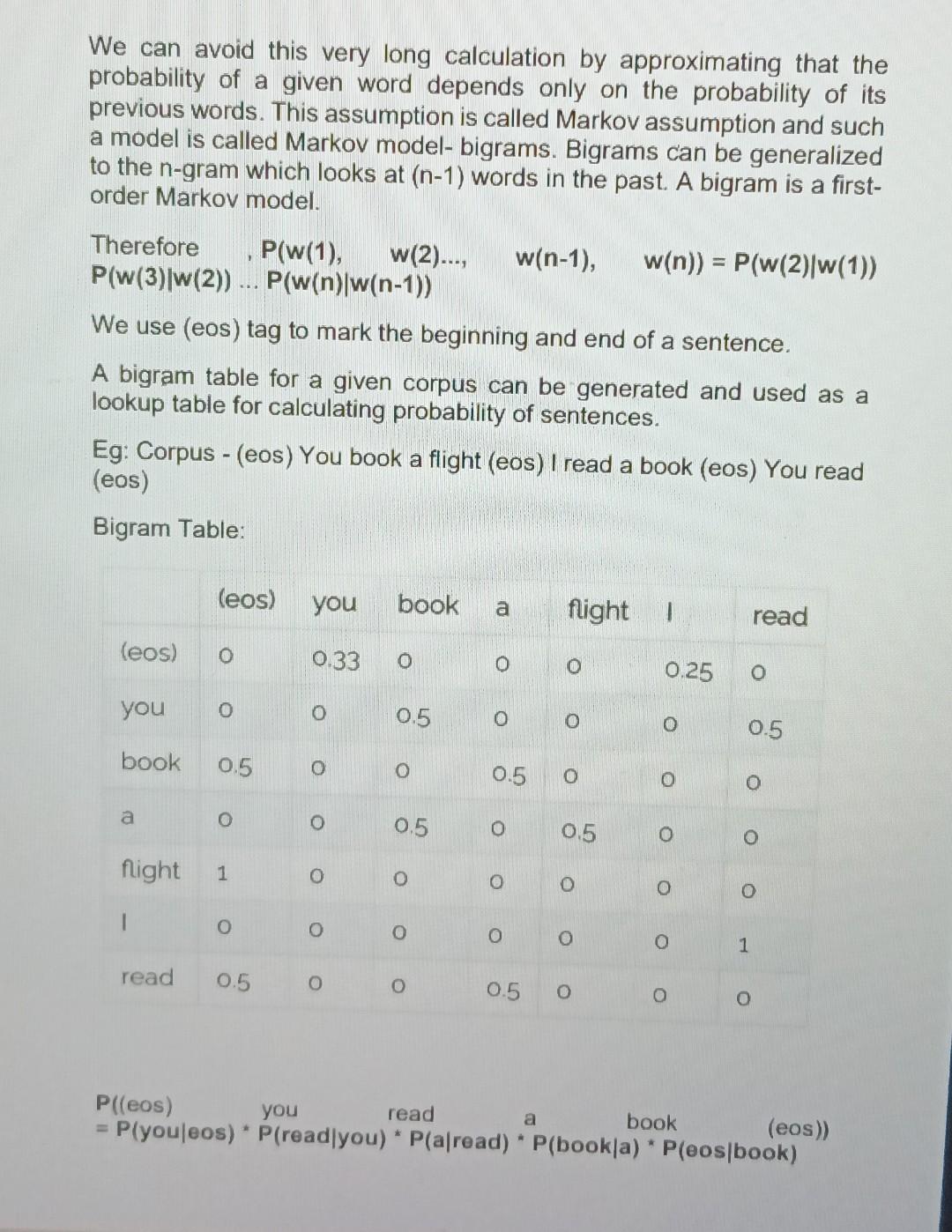 N-Grams Aim: Probability of a sentence can be | Chegg.com