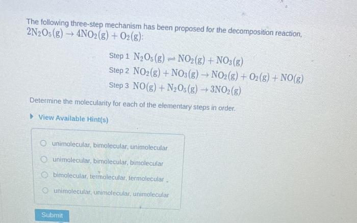 Solved The following three-step mechanism has been proposed | Chegg.com