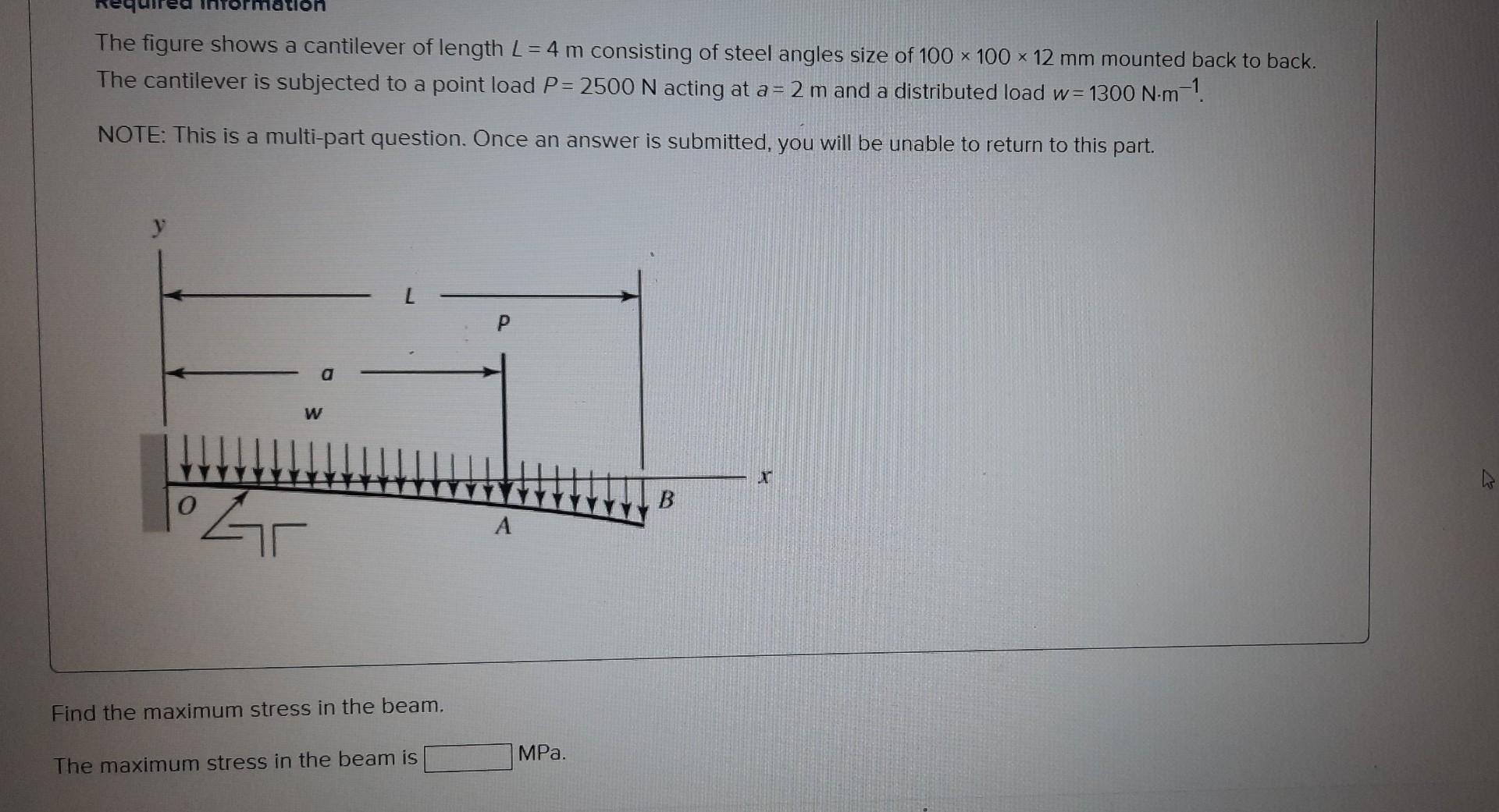 Solved The figure shows a cantilever of length L=4 m | Chegg.com