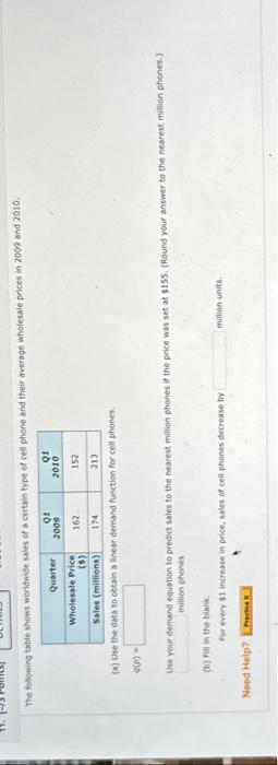 Solved (a) Use the data to obtain a linest demand function | Chegg.com