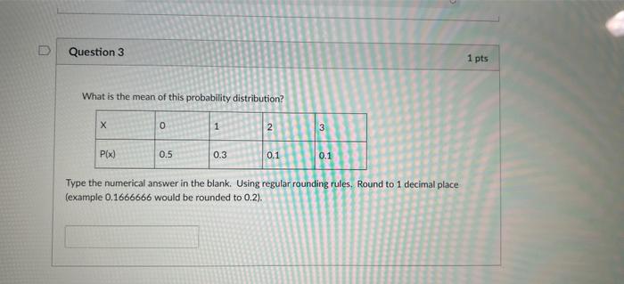 Solved What is the mean of this probability distribution? | Chegg.com