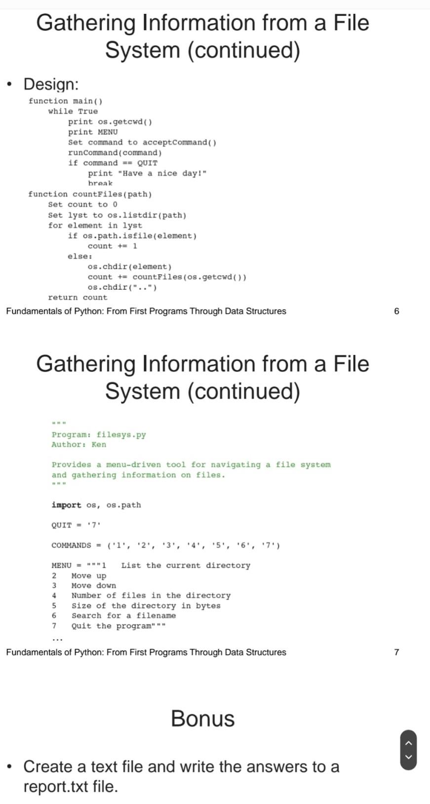 Gathering Information from a File System Request: | Chegg.com