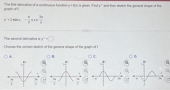 Solved The first derivative of a continuous function y=f(x) | Chegg.com