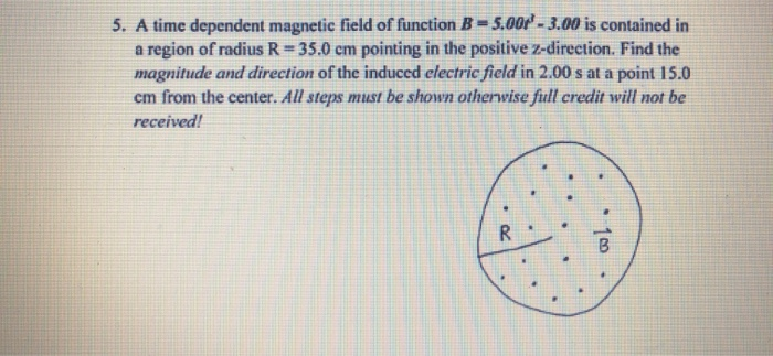 Solved 5. A time dependent magnetic field of function B = | Chegg.com