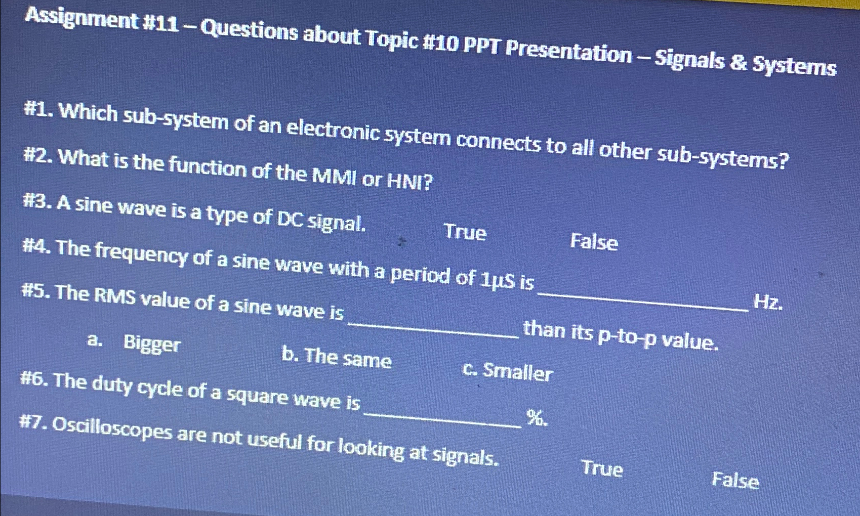 Solved Assignment #11 - ﻿Questions about Topic #10 ﻿PPT | Chegg.com