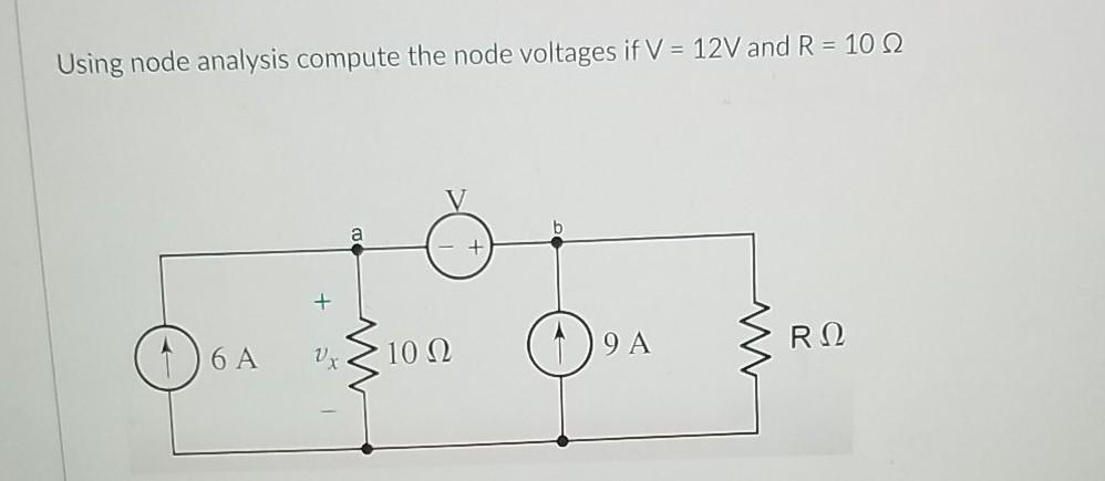 Solved Using node analysis compute the node voltages if V = | Chegg.com