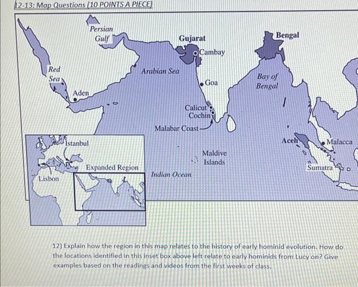 Solved 12-13: Map Questions (10 POINTS A PIECE) Persian Gulf | Chegg.com