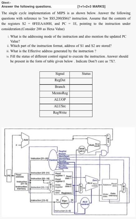 Solved Qtext:- Answer the following questions. [1+1+2+3 | Chegg.com