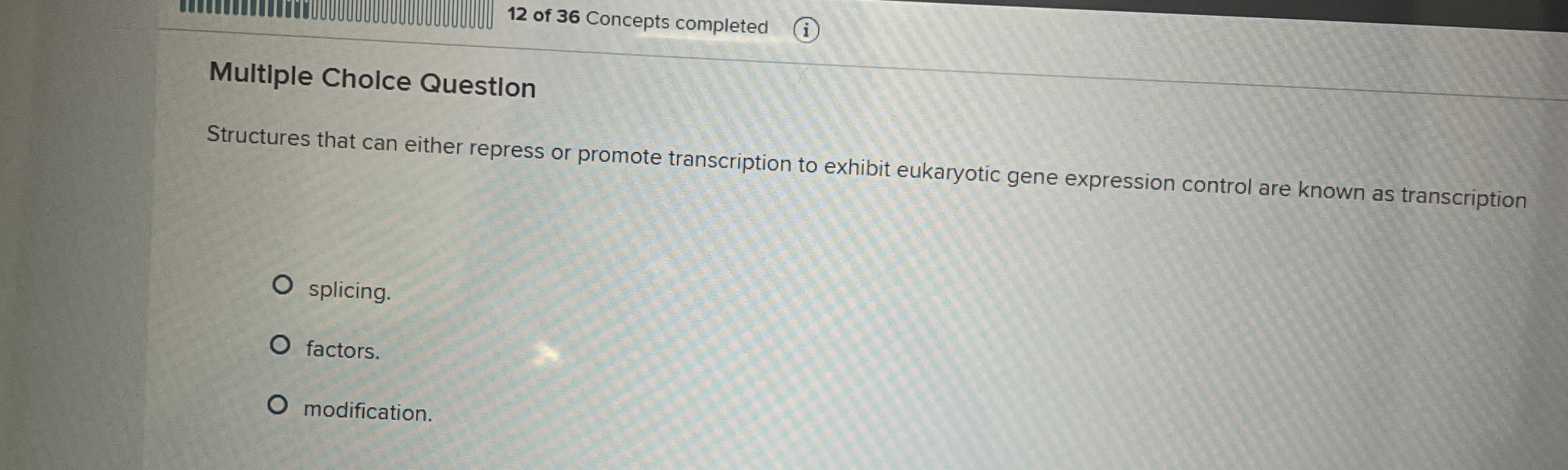 High Quality SOLUTION 12 ﻿of 36 ﻿Concepts completedMultiple Cholce | Chegg.com