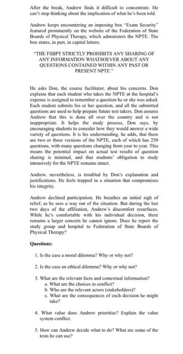 Solved Andrew's Moral or Ethical Dilemma Andrew is in the | Chegg.com