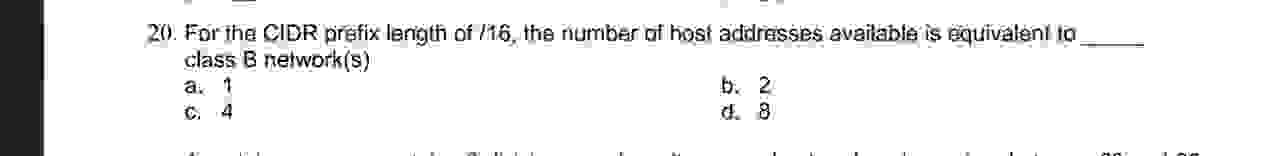 Solved For the CIDR prefix lengtif of ?10, ﻿the number of | Chegg.com