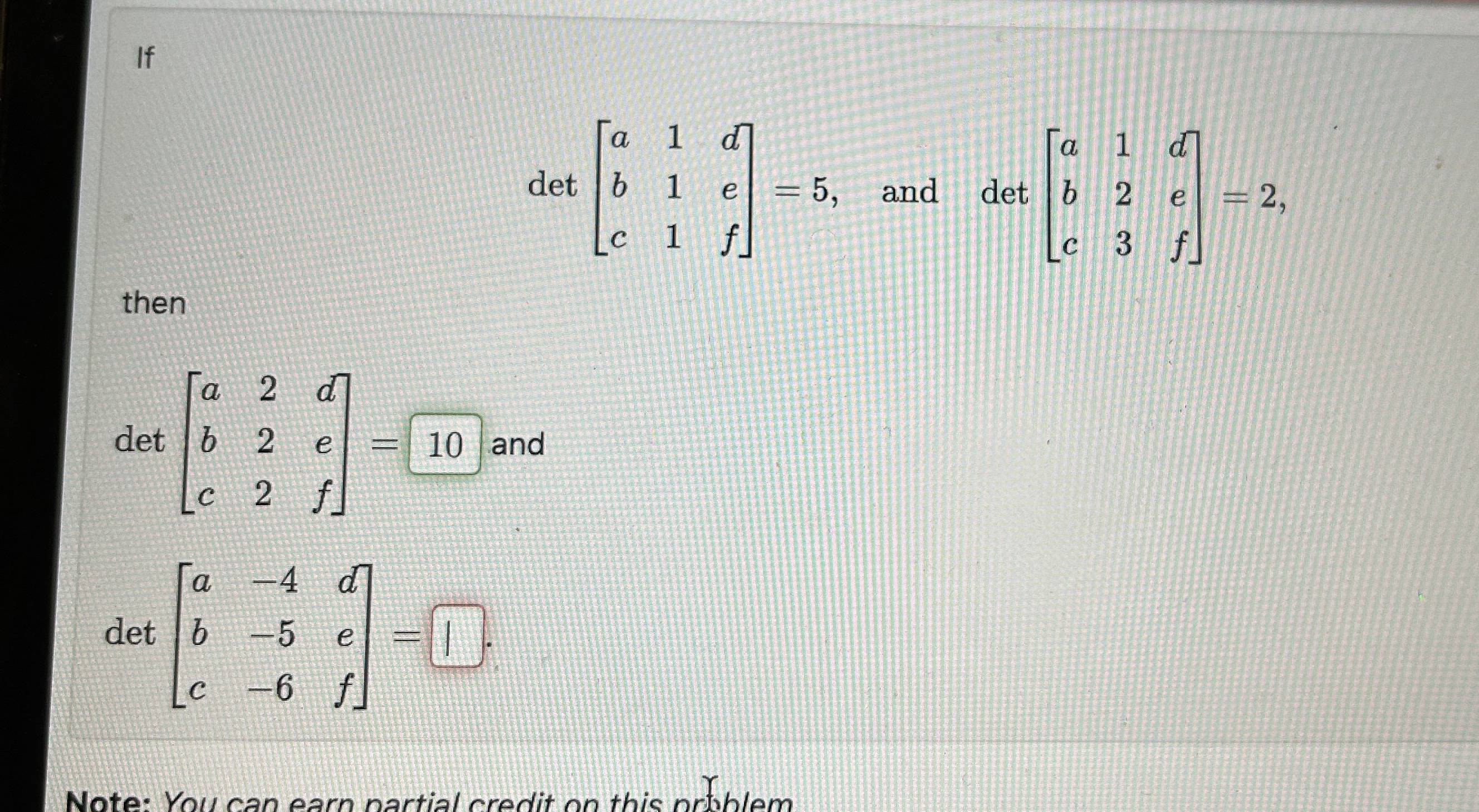 Solved Ifdet[a1db1ec1f]=5, ﻿and | Chegg.com