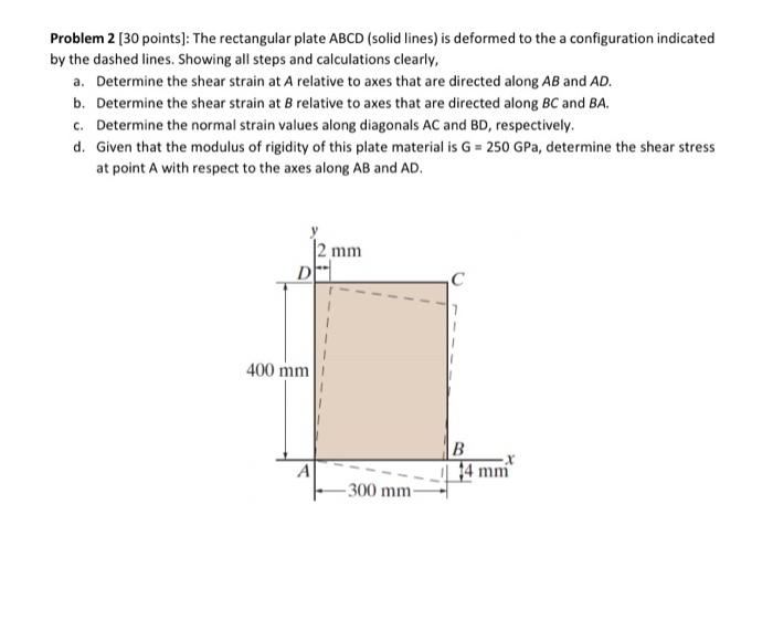 Solved Problem 2 30 Points The Rectangular Plate Abcd