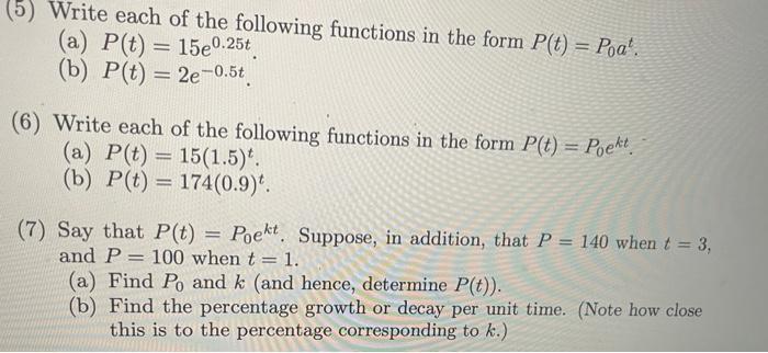 Solved 5) Write each of the following functions in the form | Chegg.com
