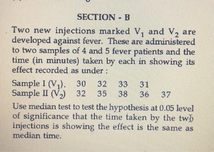 Solved SECTION - B Two new injections marked V, and V2 are | Chegg.com