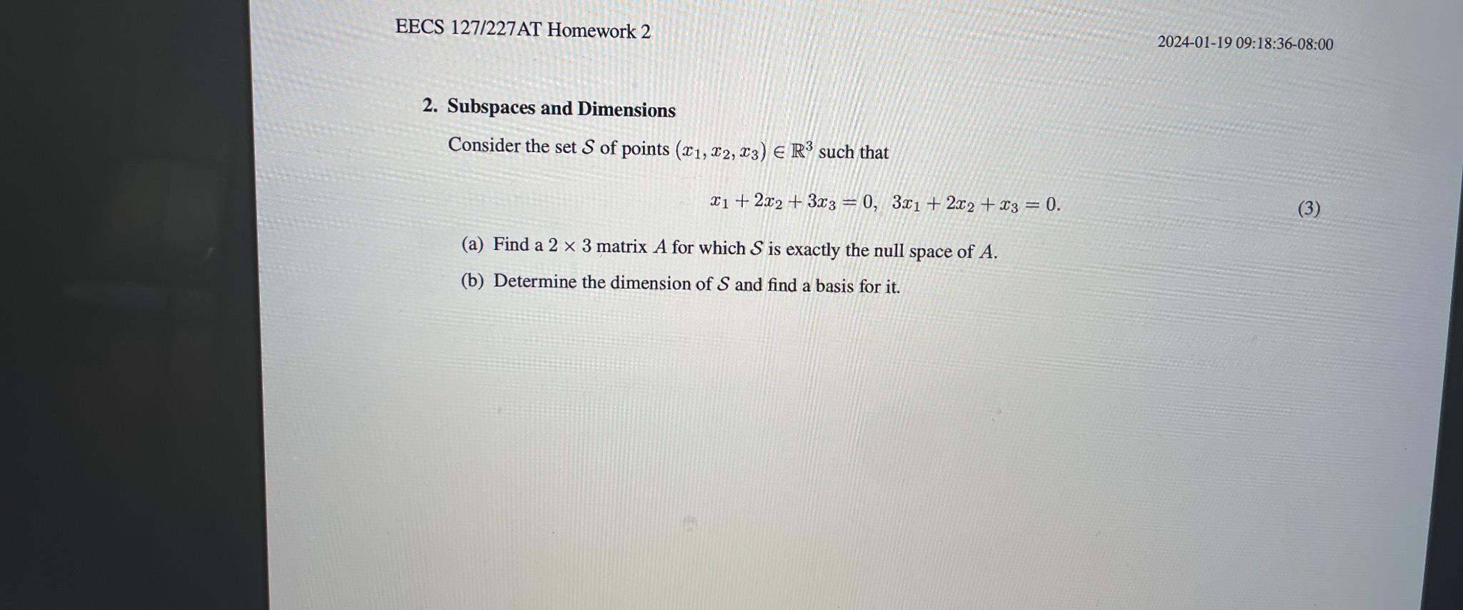 Solved EECS 127/227AT Homework 22024-01-19 09:18:36-08:002. | Chegg.com