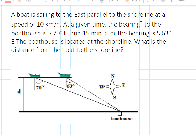 Solved A boat is sailing to the East parallel to the | Chegg.com