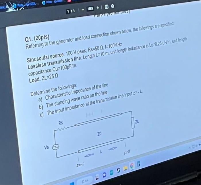 Solved A COR 1/1 Q1. (20pts) Referring to the generator and | Chegg.com