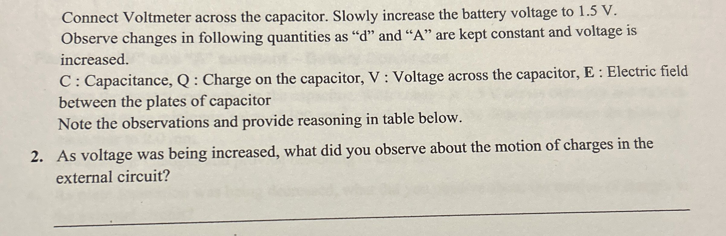 Solved Connect Voltmeter across the capacitor. Slowly | Chegg.com
