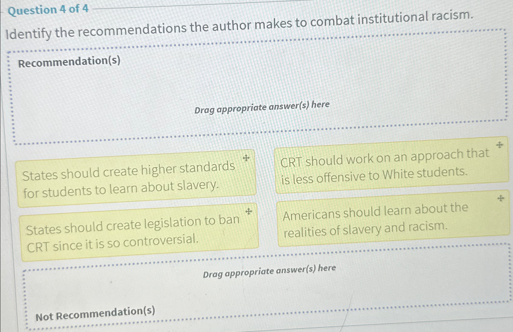 Solved Question 4 ﻿of 4Identify the recommendations the | Chegg.com