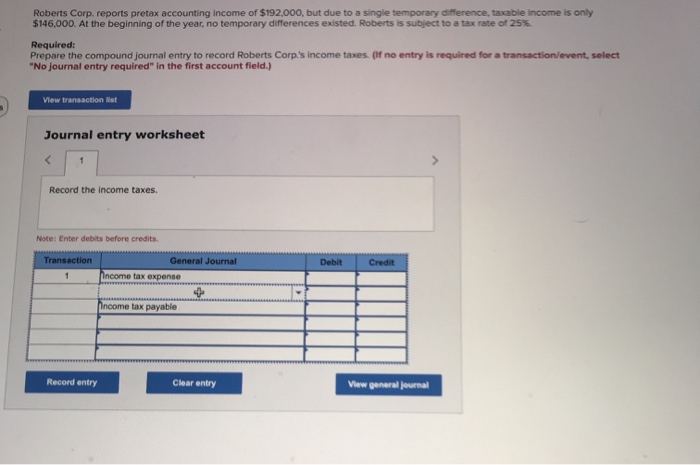 Solved Roberts Corp. reports pretax accounting income of | Chegg.com