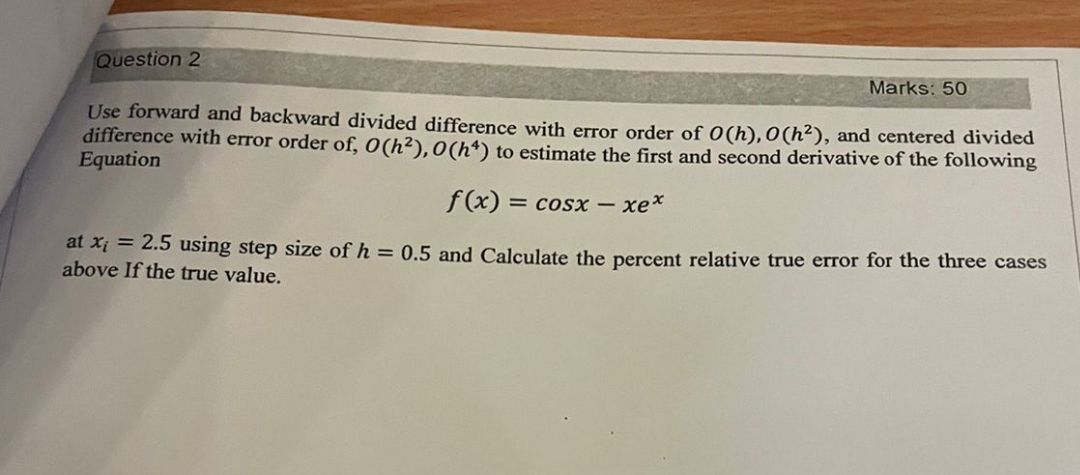 Solved Use forward and backward divided difference with | Chegg.com