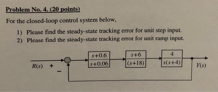 Solved Problem No. 4. (20 points) For the closed-loop | Chegg.com