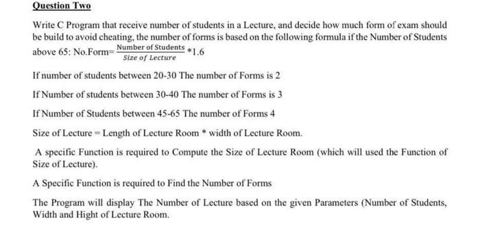 Solved Question Two Write C Program That Receive Number Of