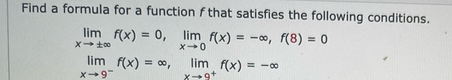 Solved Find a formula for a function f ﻿that satisfies the | Chegg.com