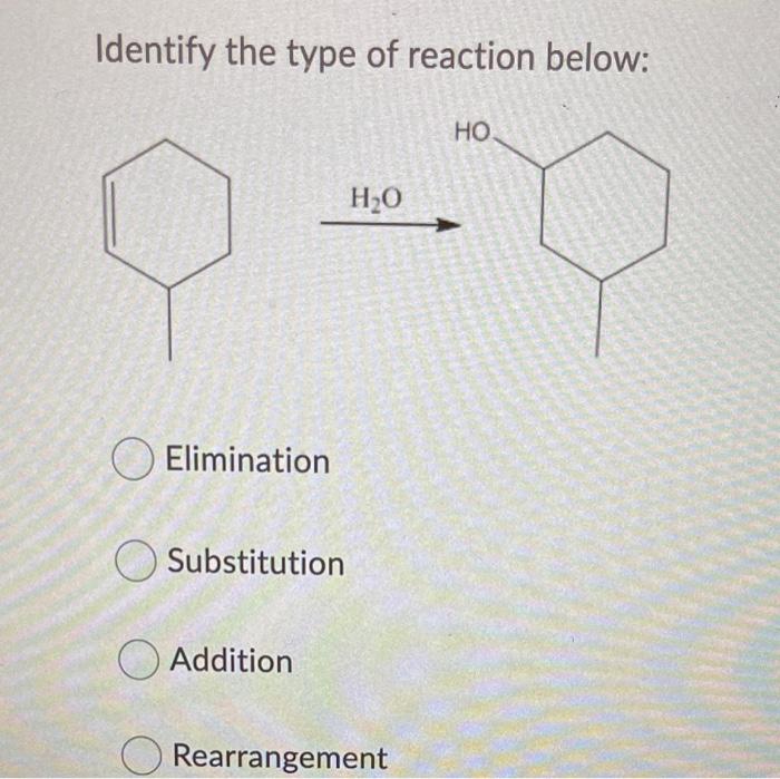 Solved Question 1 (1 point) Identify the type of reaction | Chegg.com