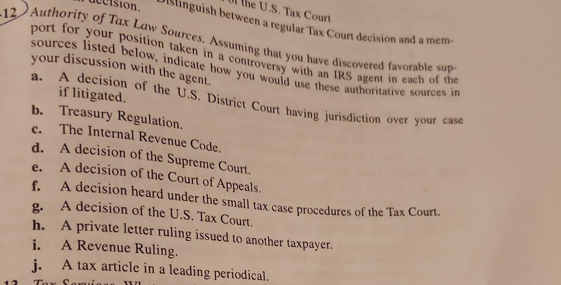 Solved Guish between a regular Tax Court decision and a | Chegg.com