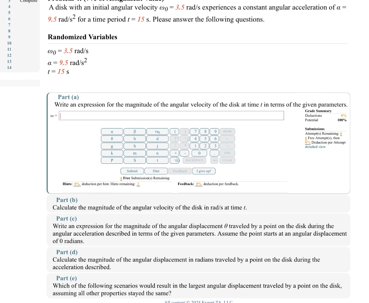 Solved by an EXPERT 4, ﻿A disk with an initial angular velocity | Chegg.com