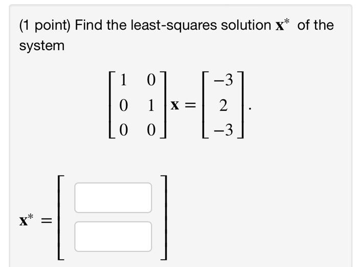 Solved (1 point) Find the least-squares solution x∗ of the | Chegg.com