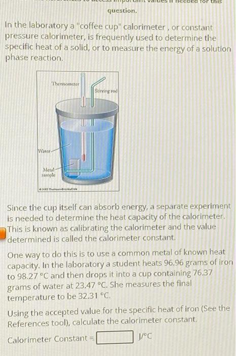 Solved In the laboratory a \"coffee cup\" calorimeter, or | Chegg.com