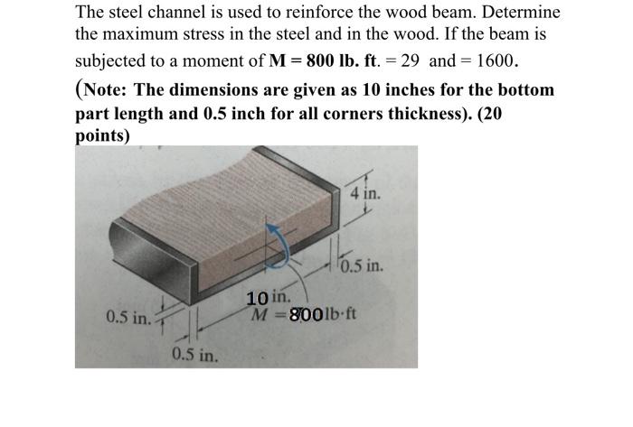 The steel channel is used to reinforce the wood beam. | Chegg.com