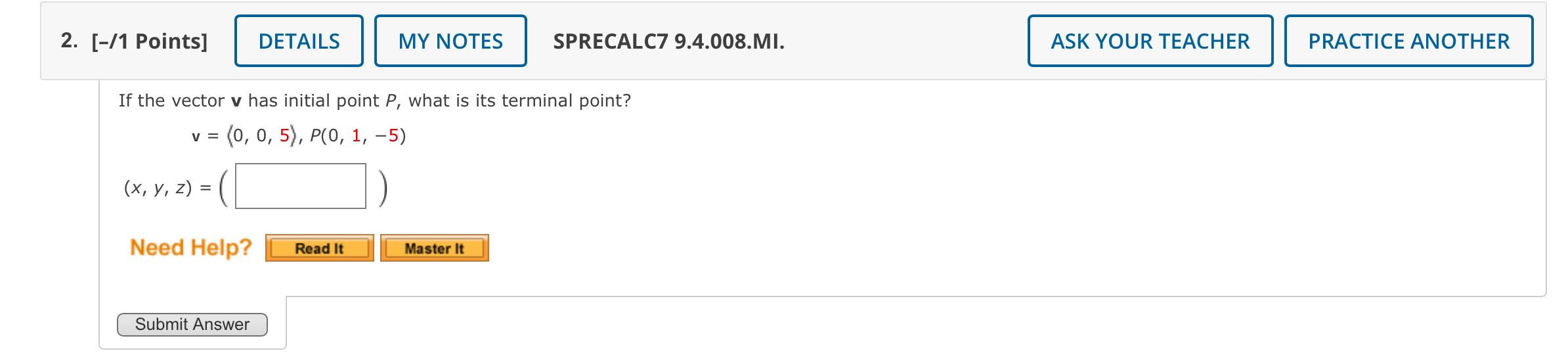 Solved [-1 ﻿Points]SPRECALC7 9.4.008.MI.If ﻿the vector v | Chegg.com