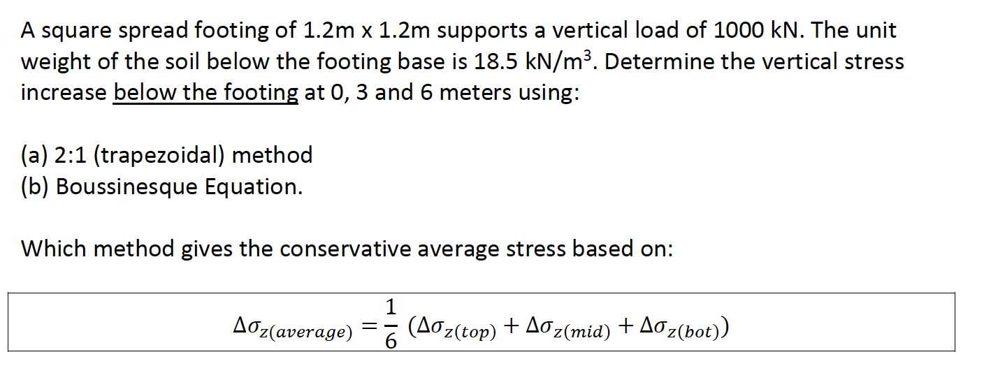 Solved A square spread footing of 1.2m×1.2m ﻿supports a | Chegg.com
