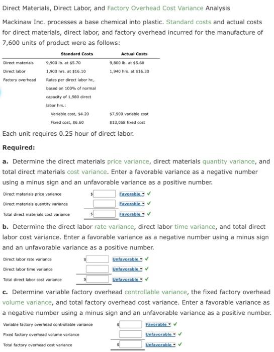 Solved Direct Materials, Direct Labor, and Factory Overhead | Chegg.com