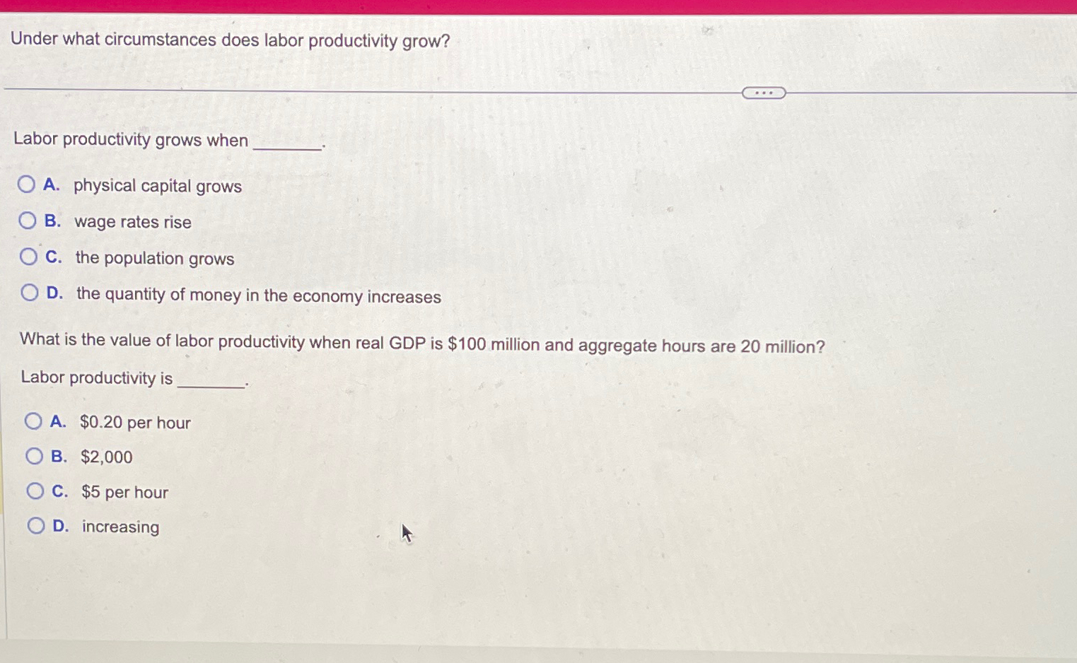 Solved Under what circumstances does labor productivity | Chegg.com
