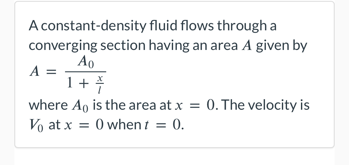Solved A constant-density fluid flows through a converging | Chegg.com